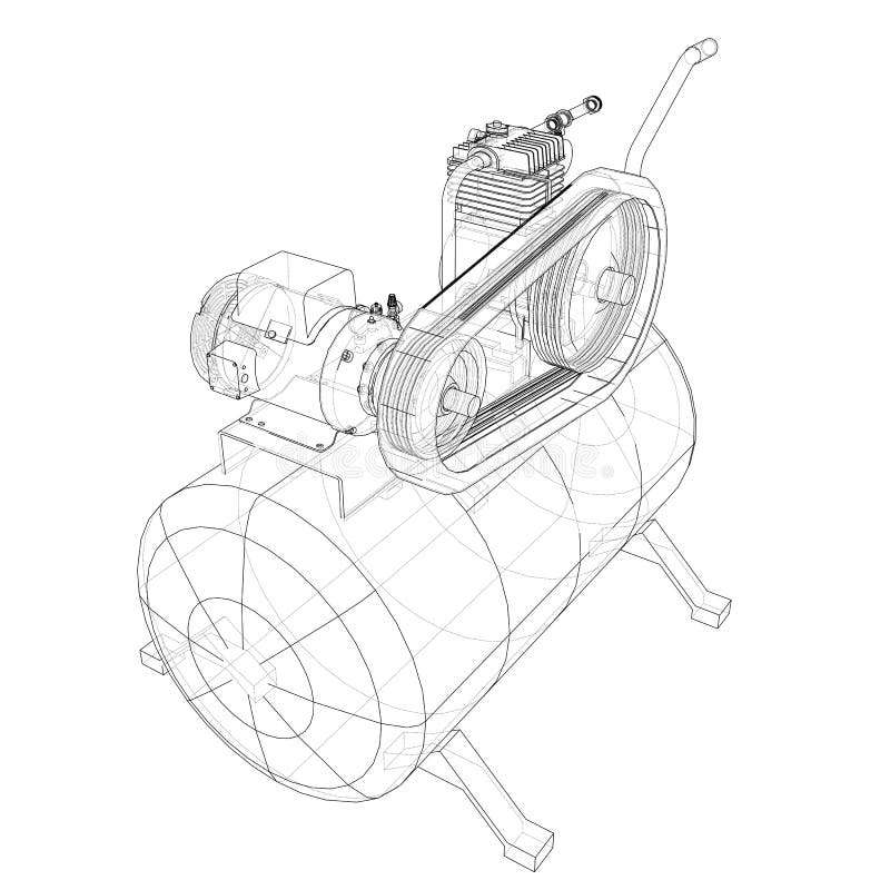 Outline Air Compressor. Vector Stock Vector - Illustration of design ...