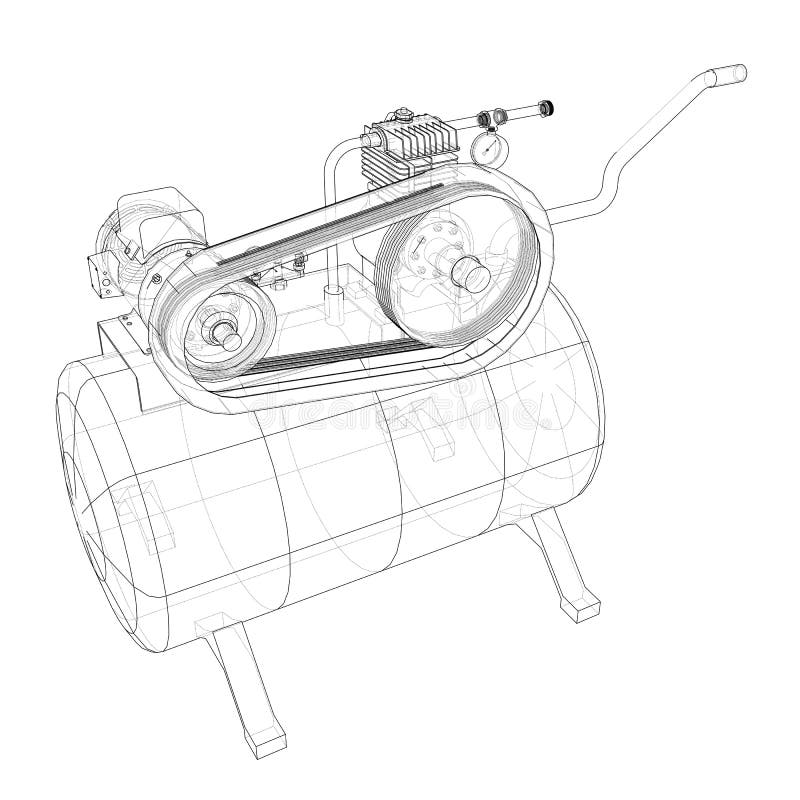 Outline Air Compressor. Vector Stock Vector - Illustration of line ...