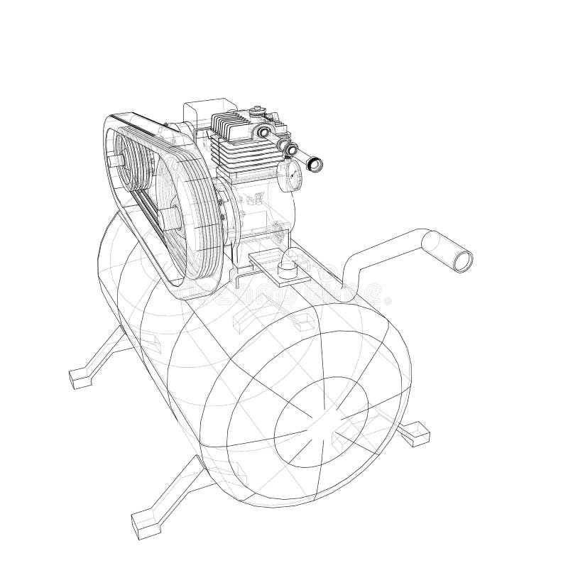 Outline Air Compressor. Vector Stock Vector - Illustration of graphic ...
