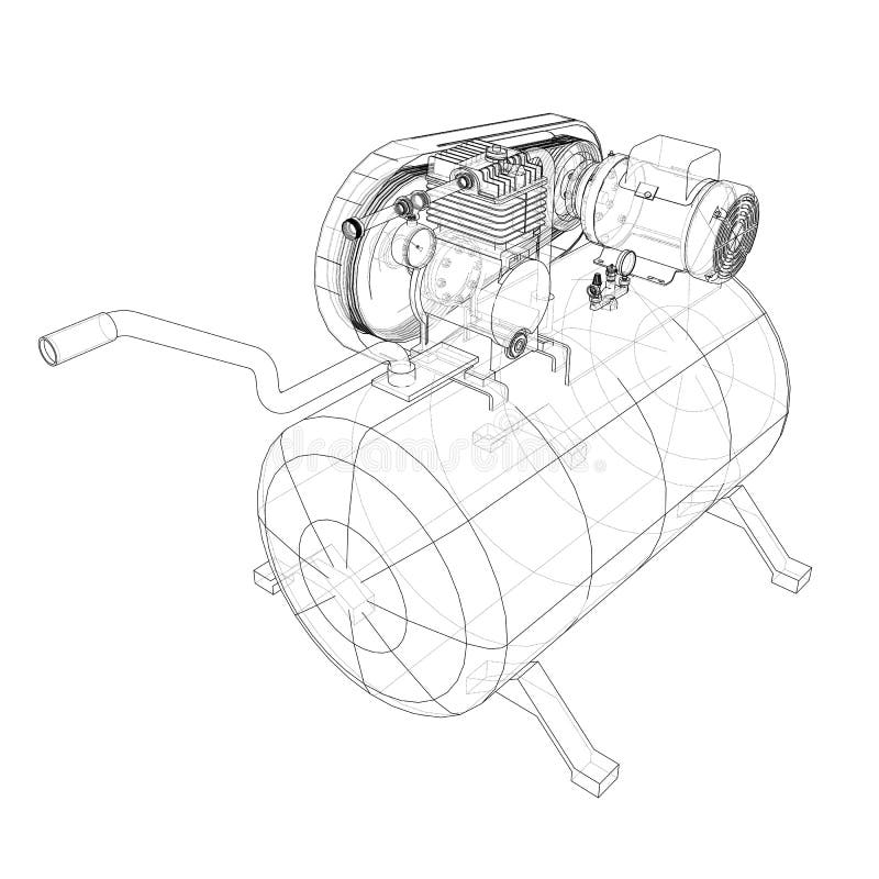 Outline Air Compressor. Vector Stock Vector - Illustration of concept ...