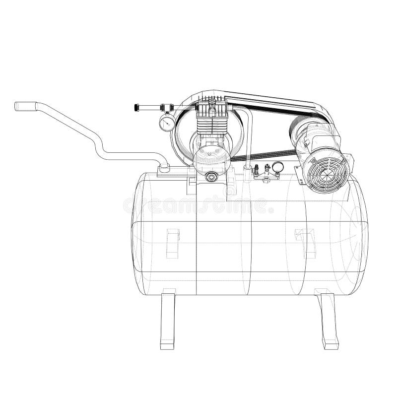 Outline Air Compressor. Vector Stock Vector - Illustration of pump ...