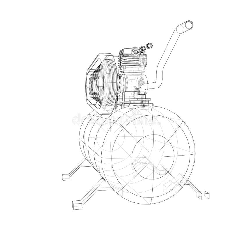 Outline Air Compressor. Vector Stock Vector - Illustration of ...