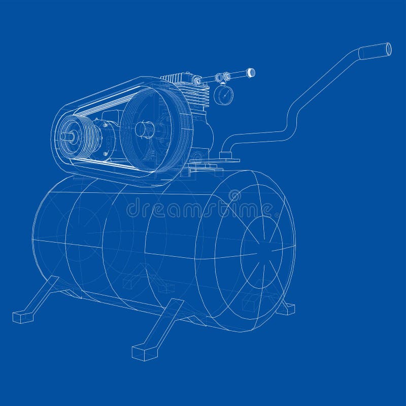 Outline Air Compressor. Vector Stock Vector - Illustration of pneumatic ...