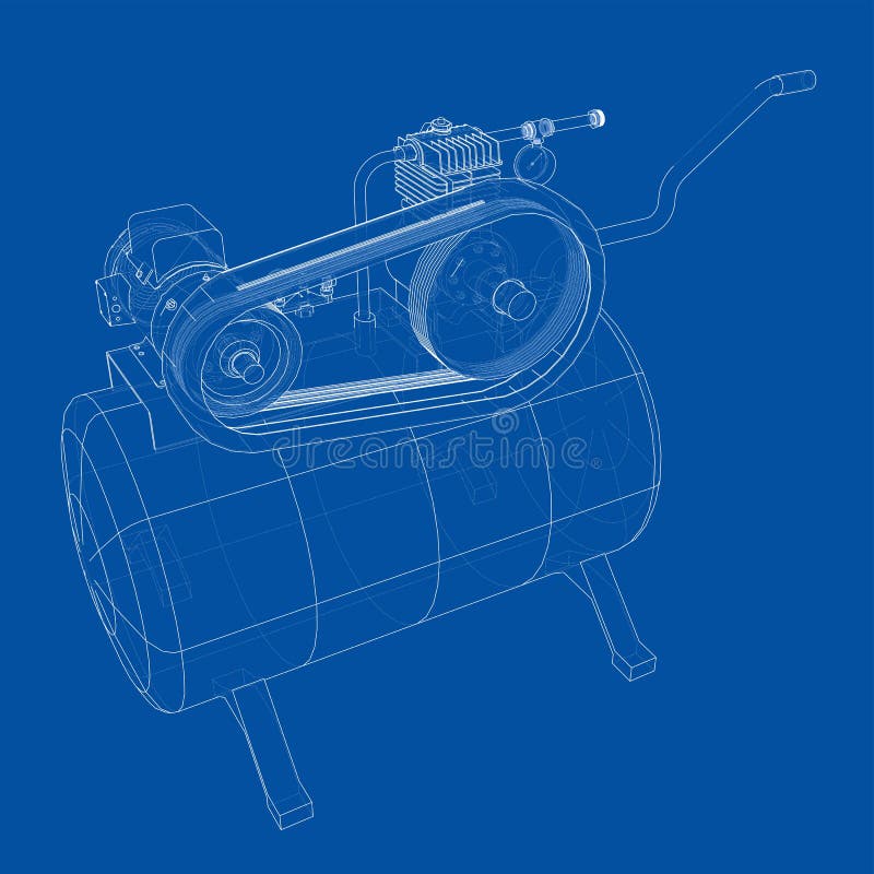 Outline Air Compressor. Vector Stock Vector - Illustration of pressure ...