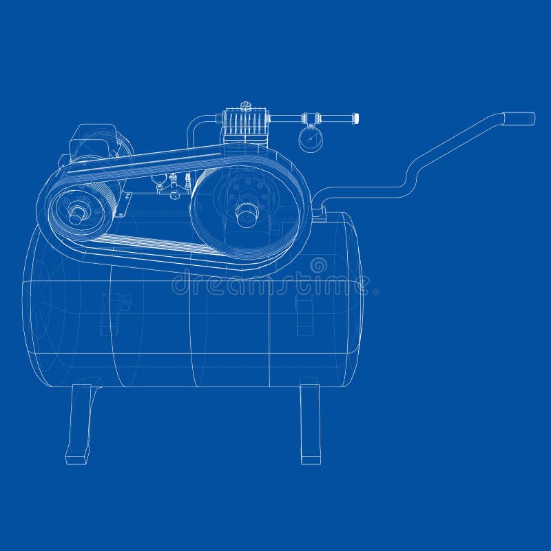 Outline Air Compressor. Vector Stock Vector - Illustration of ...