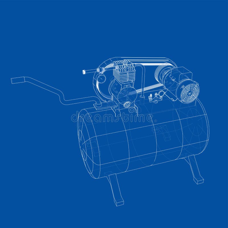 Outline Air Compressor. Vector Stock Vector - Illustration of blow ...