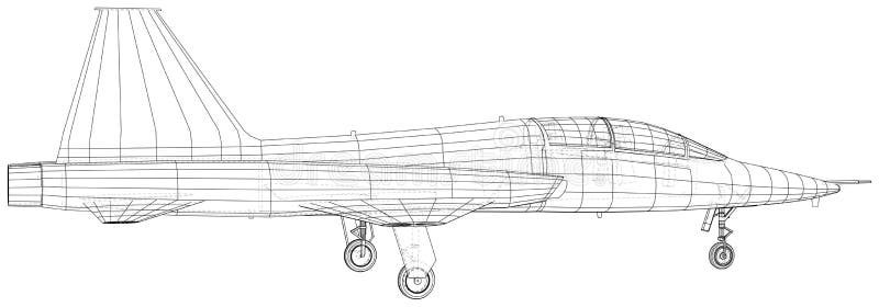 Outline Airplane. Vector Rendering of 3d. Wire-frame Style Stock Vector ...