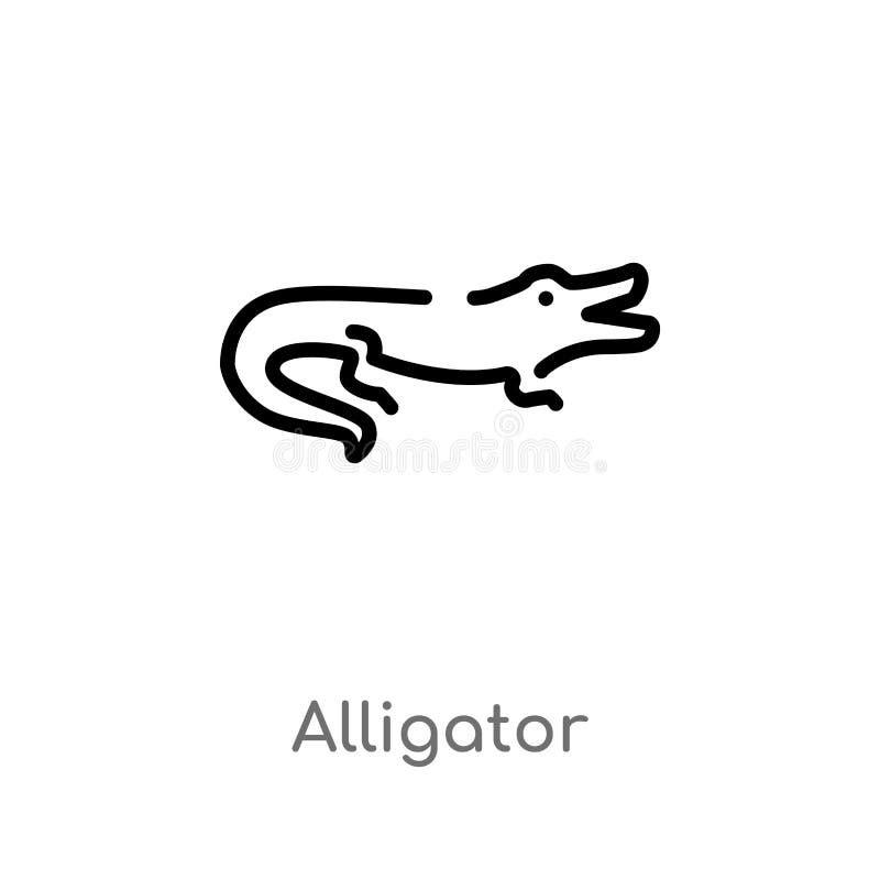 Outline Alligator Vector Icon. Isolated Black Simple Line Element ...