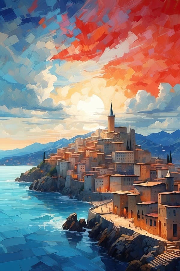 Outline of an Ancient Castle in the Distance Stock Illustration ...