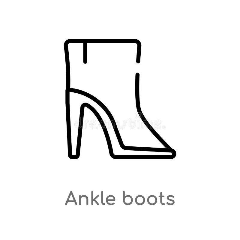 Outline Ankle Boots Vector Icon. Isolated Black Simple Line Element ...