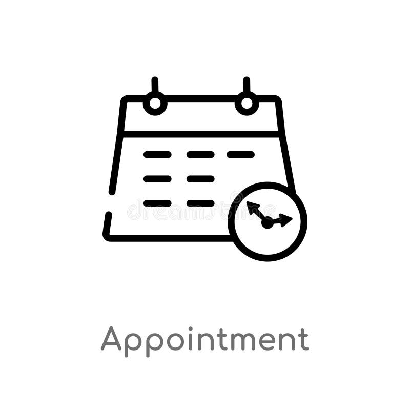 Outline Appointment Book Vector Icon. Isolated Black Simple Line ...