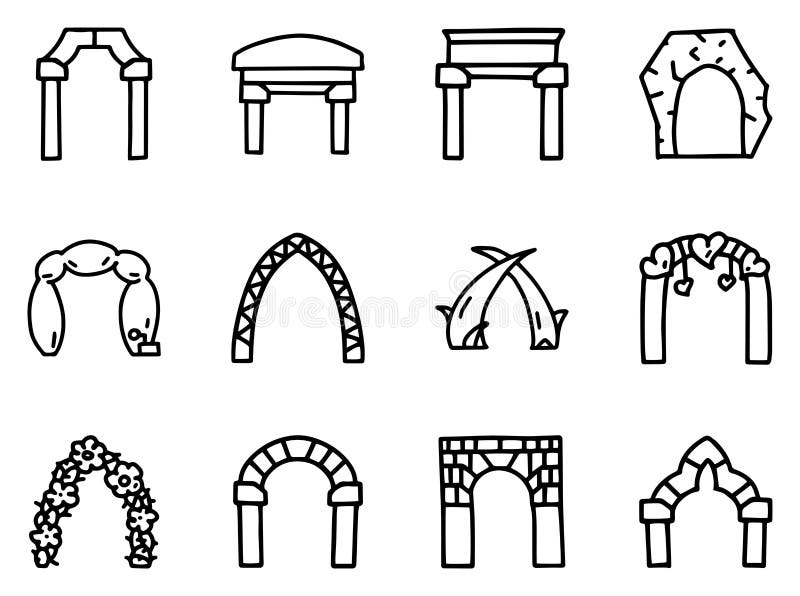 Arches Line Vector Doodle Simple Seamless Pattern Stock Vector ...