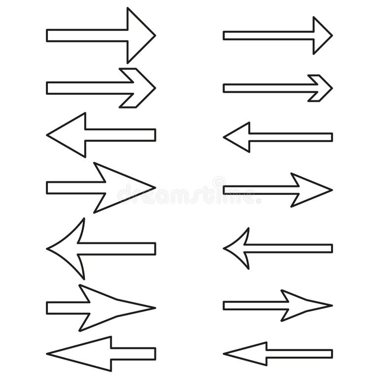 Outline Arrow Panel. Minimal White Icons. Direction Guide Vector. Clear ...