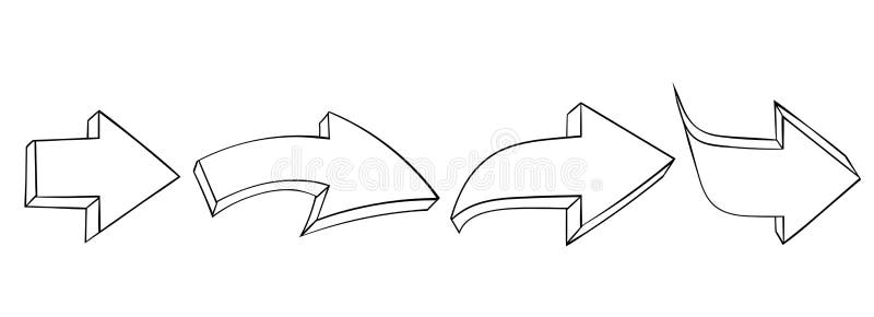Outline Arrows. Set of Next Signs Stock Vector - Illustration of ...