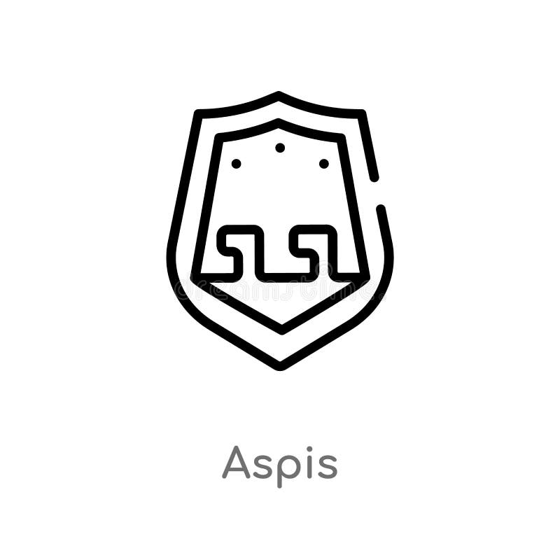 Outline Aspis Vector Icon. Isolated Black Simple Line Element ...