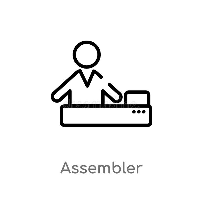 Outline Assembler Vector Icon. Isolated Black Simple Line Element ...