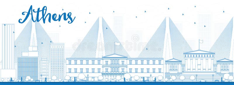 Athens Skyline Vector Background Stock Vector - Illustration of tourism ...