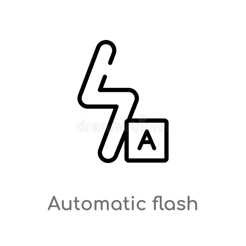 Outline Automatic Flash Vector Icon. Isolated Black Simple Line Element ...