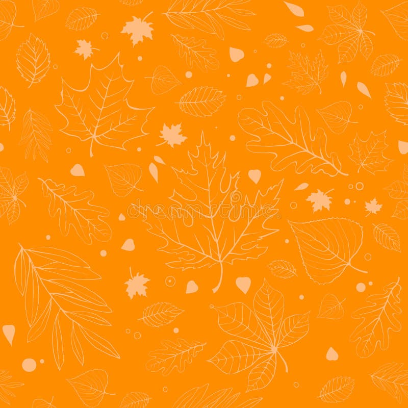 Outline Autumn Leaves. Yellow Seamless Pattern. Stock Illustration ...