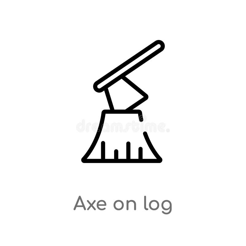 Outline Axe on Log Vector Icon. Isolated Black Simple Line Element ...