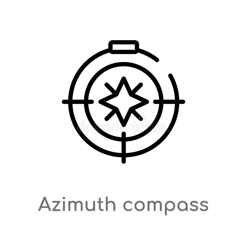 Outline Azimuth Compass Vector Icon. Isolated Black Simple Line Element ...