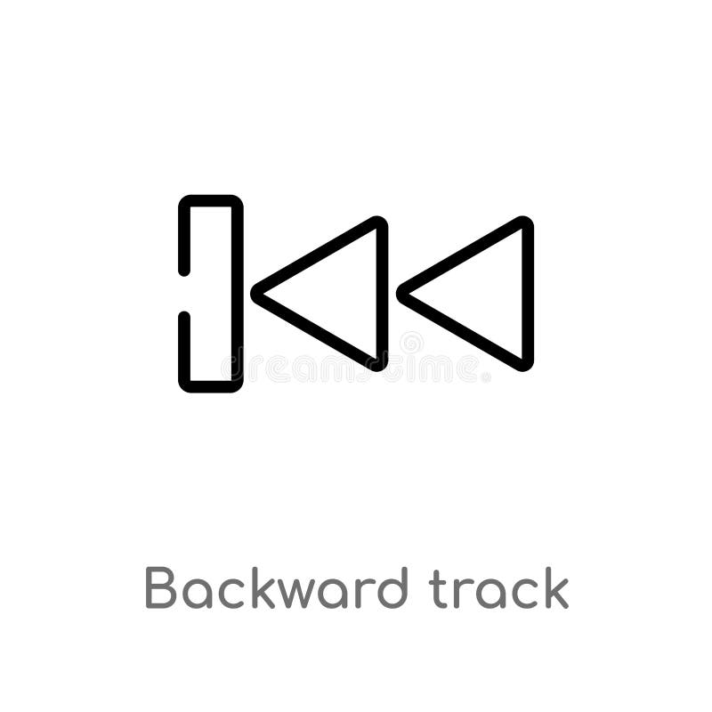 Backward Track Outline Vector Icon. Thin Line Black Backward Track Icon ...