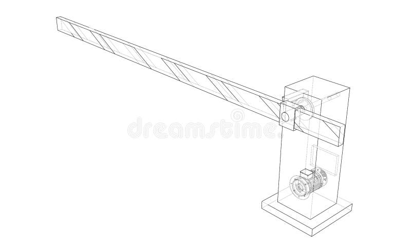 Outline Barrier Gate. 3d Illustration Stock Illustration - Illustration ...