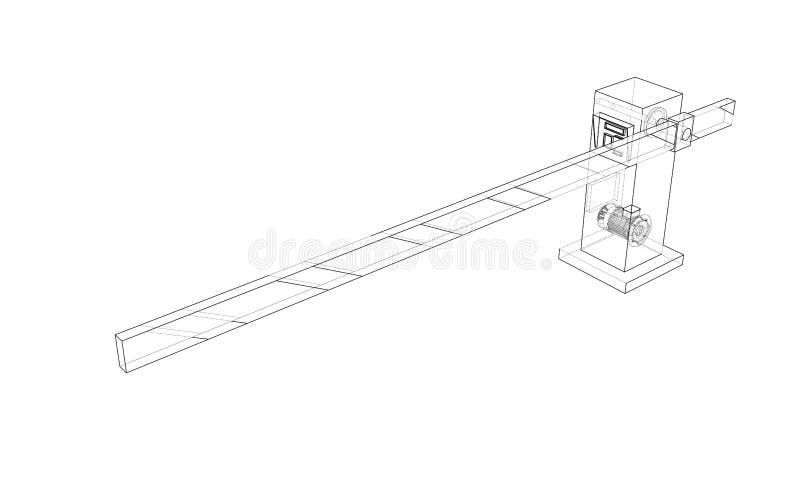 Outline Barrier Gate. 3d Illustration Stock Illustration - Illustration ...