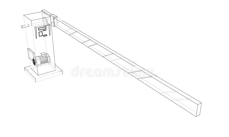Outline Barrier Gate. 3d Illustration Stock Illustration - Illustration ...