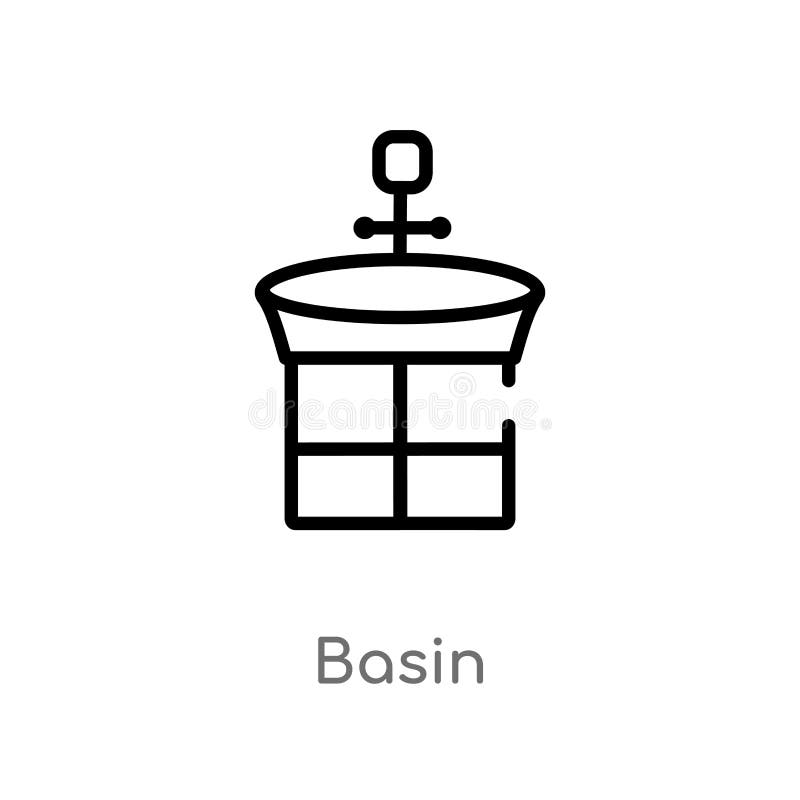 Outline Basin Vector Icon. Isolated Black Simple Line Element ...