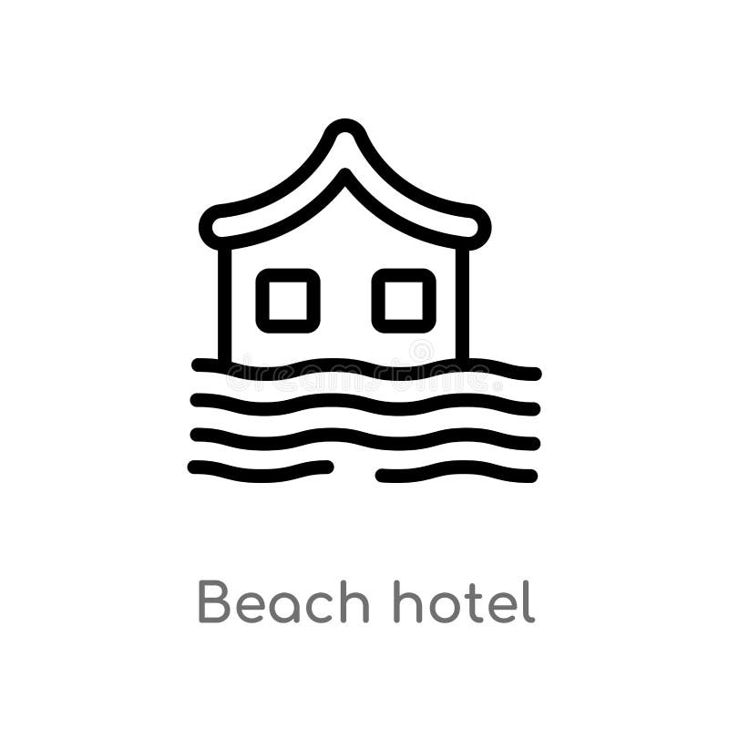 Outline Beach Hotel Vector Icon. Isolated Black Simple Line Element ...