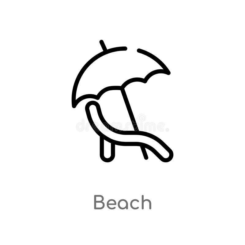 Outline Beach Vector Icon. Isolated Black Simple Line Element ...