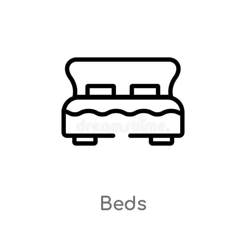 Outline Beds Vector Icon. Isolated Black Simple Line Element ...