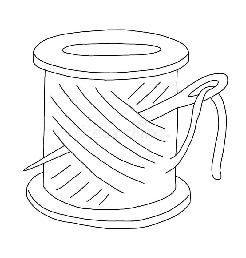 Outline Spool of Thread Vector Icon. Isolated Black Simple Line Element ...