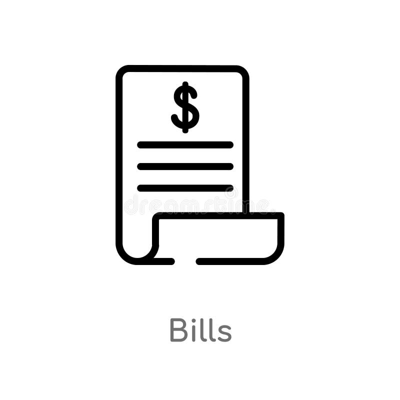 Outline Bills Vector Icon. Isolated Black Simple Line Element ...