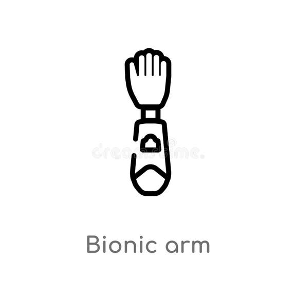 Outline Bionic Arm Vector Icon. Isolated Black Simple Line Element ...