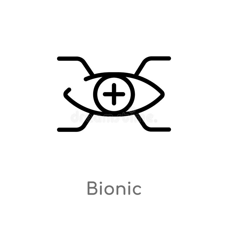 Outline Bionic Vector Icon. Isolated Black Simple Line Element ... Outline Bionic Vector Icon. Isolated Black Simple Line Element ...