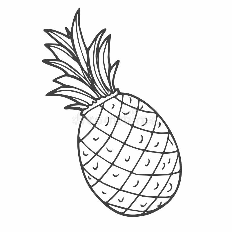 Outline Black And White Image Of A Pineapple In Doodle Style Stock Vector Illustration Of