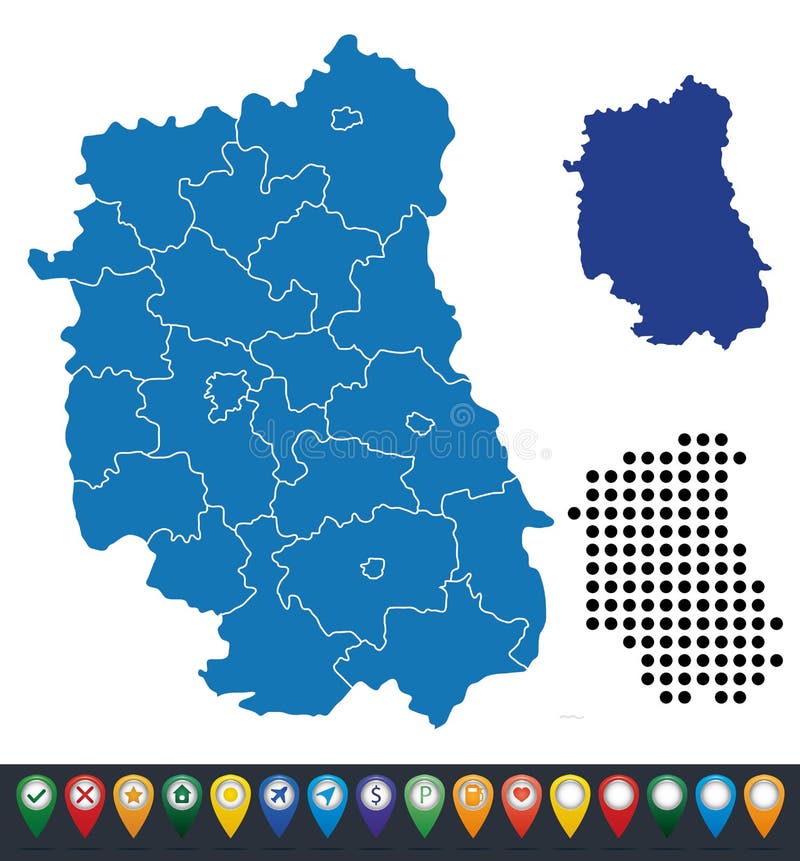 Outline Blue Map of Poland Province Stock Vector - Illustration of ...