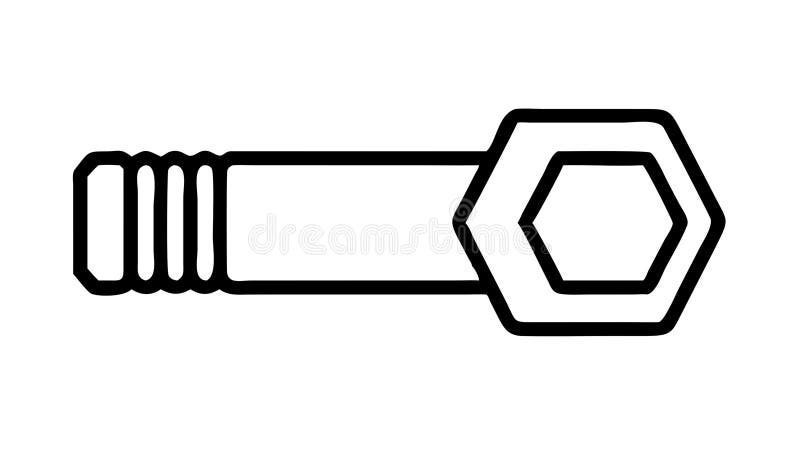 Outline Bolt with Nut Icon, Representing Mechanical Fastening, Vector ...