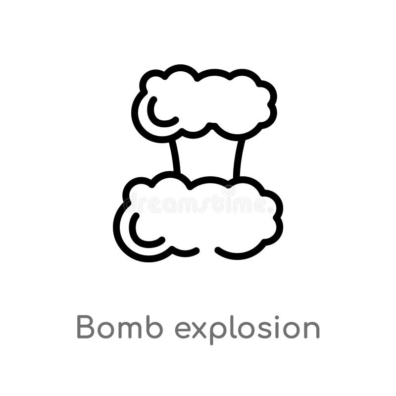 Outline Bomb Explosion Vector Icon. Isolated Black Simple Line Element ...