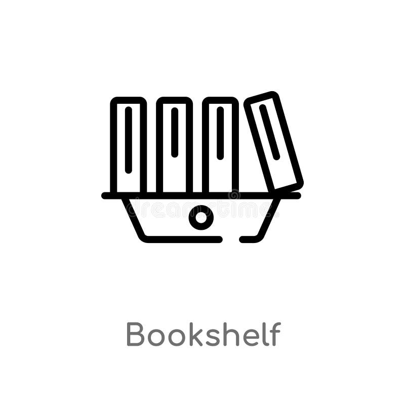 Outline Bookshelf Vector Icon. Isolated Black Simple Line Element ...