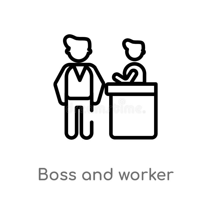 Outline Boss and Worker Vector Icon. Isolated Black Simple Line Element ...