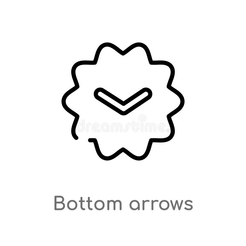 Bottom Arrows Outline Vector Icon. Thin Line Black Bottom Arrows Icon ...