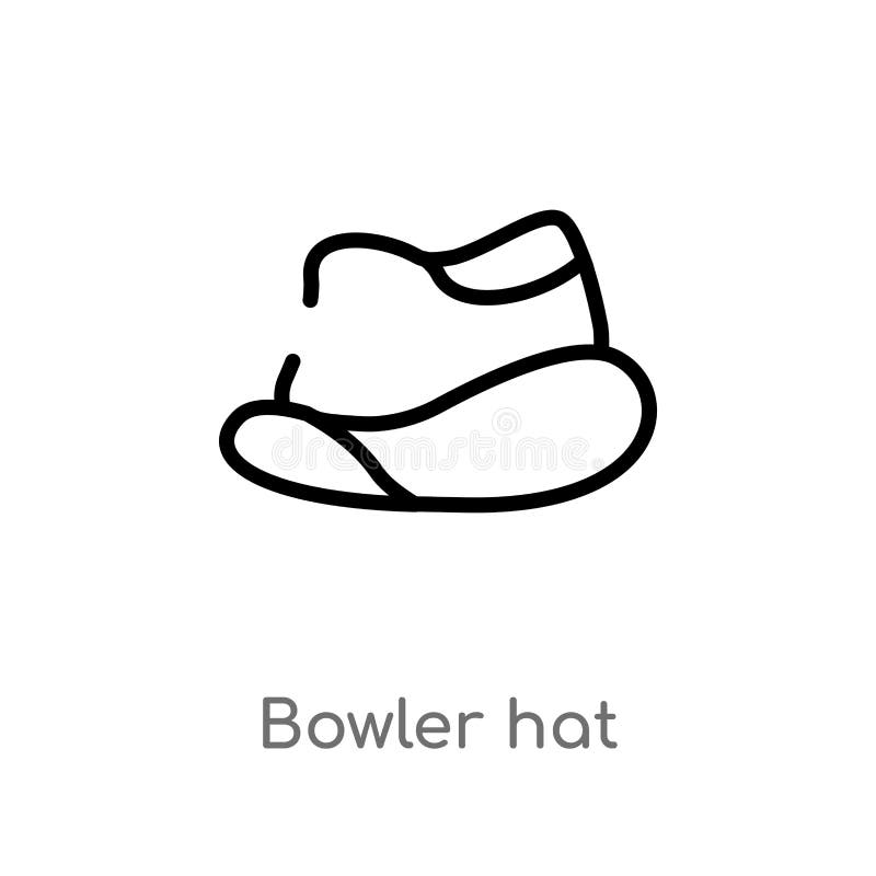 Outline Bowler Hat Vector Icon. Isolated Black Simple Line Element ...