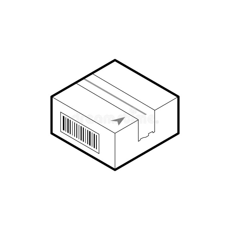 Cardboard Box Outline Icon. Isometric Outline Vector Isolated on White ...