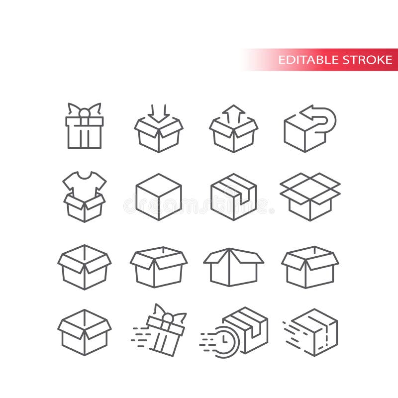 Outline Box Vector Icon Set Stock Vector - Illustration of icon ...