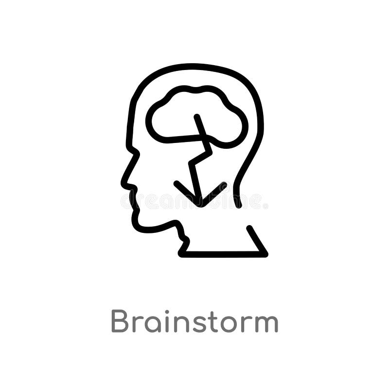 Outline Brainstorm Vector Icon. Isolated Black Simple Line Element ...