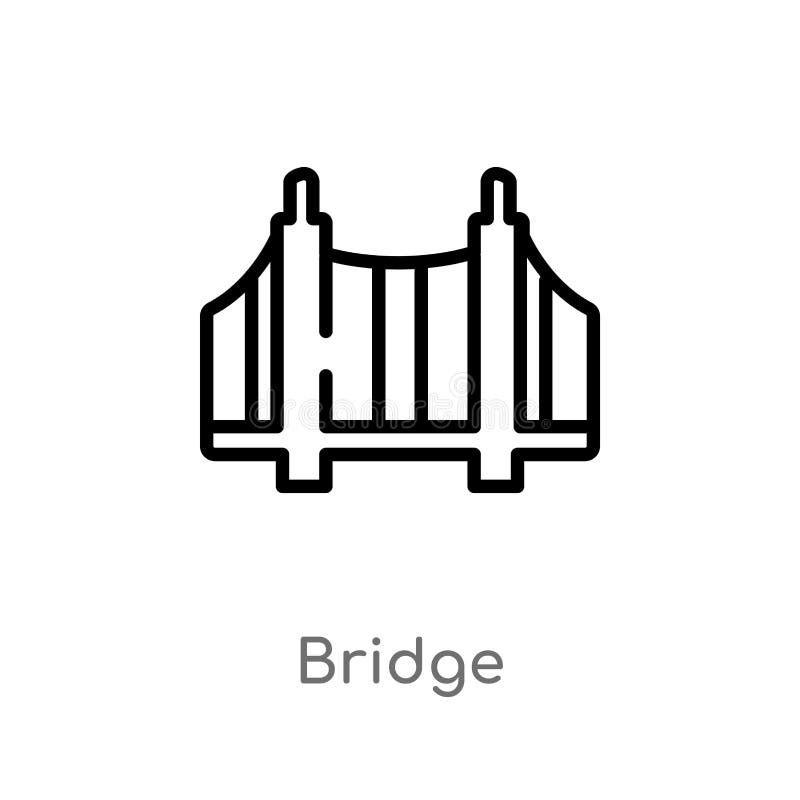 Outline Bridge Vector Icon. Isolated Black Simple Line Element ...