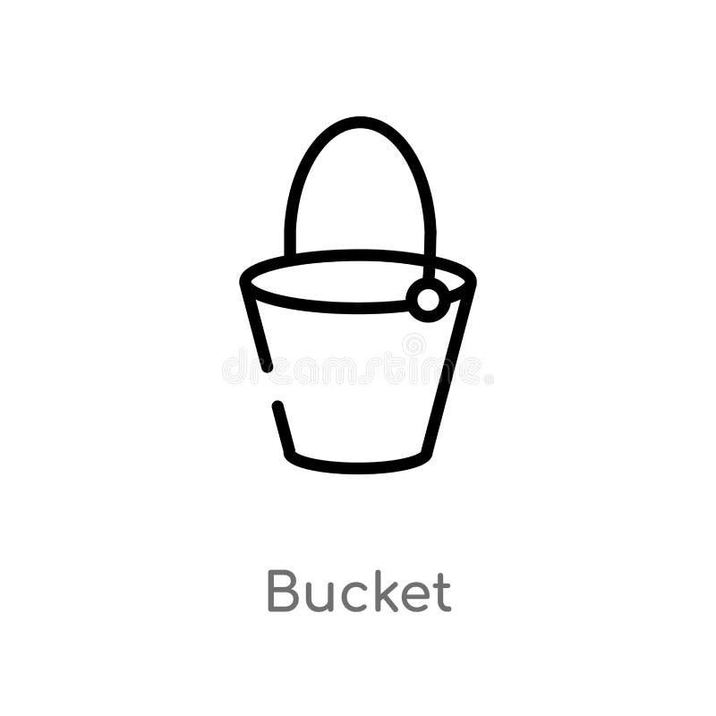 Outline Bucket Vector Icon. Isolated Black Simple Line Element ...